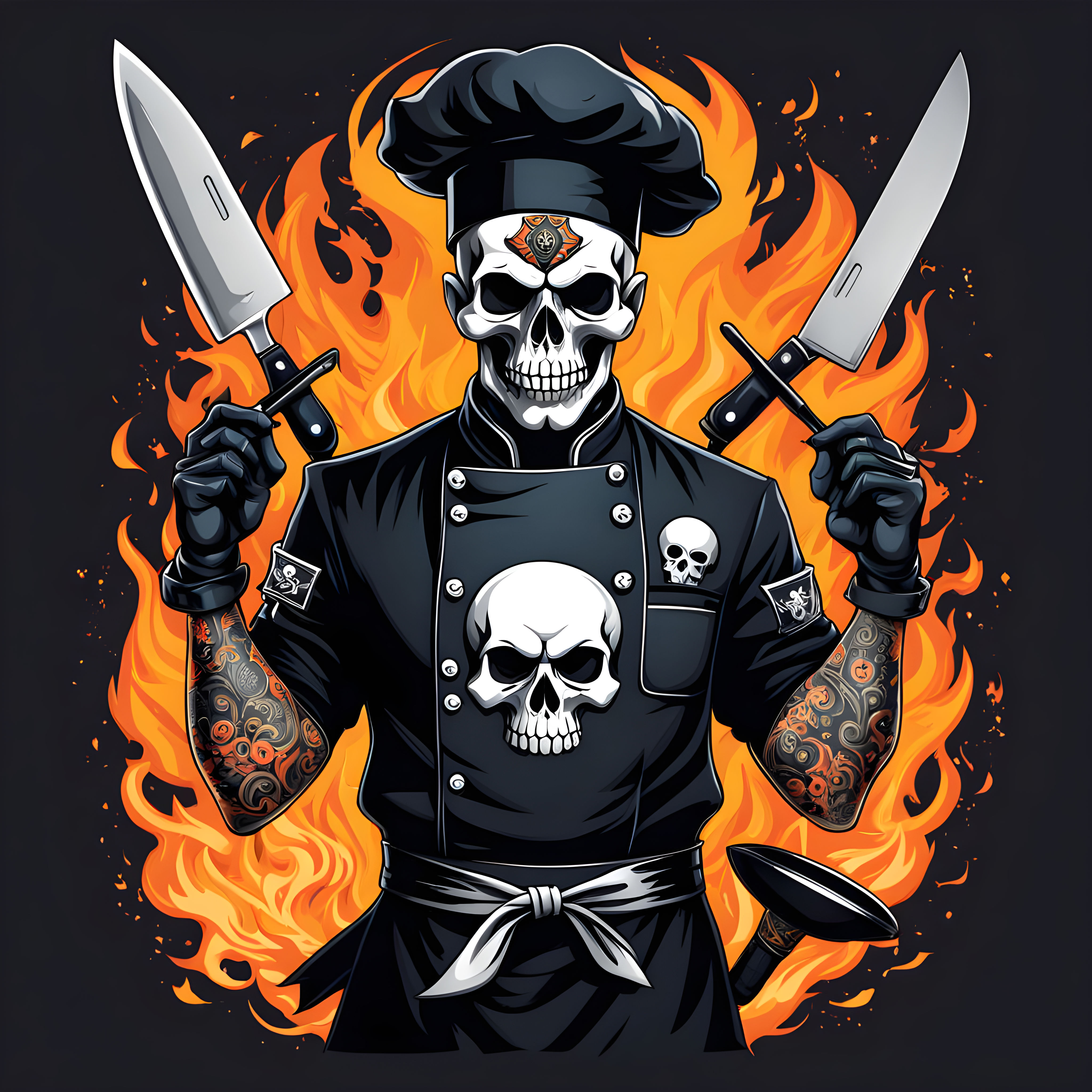 Artwork design illustration of a chef with a short black uni... by ...