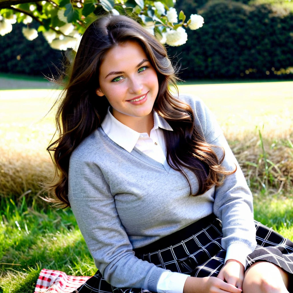 20 years old woman sitting on grass by Masterpiece Maker - Playground