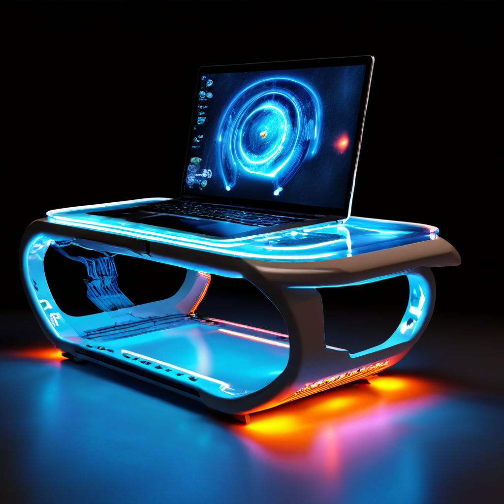 Futuristic laptop display table with led light by JITHIN K.G - Playground