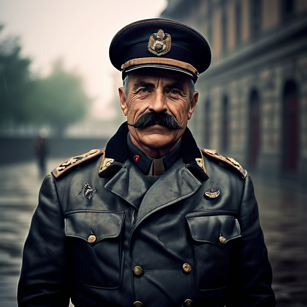 Hazme una imagen de un alemán de unos 50 años de pelo muy co... by ...