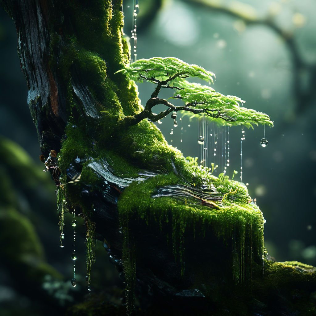 Macro photography of a tree draped in moss by Tazim Ahmed - Playground