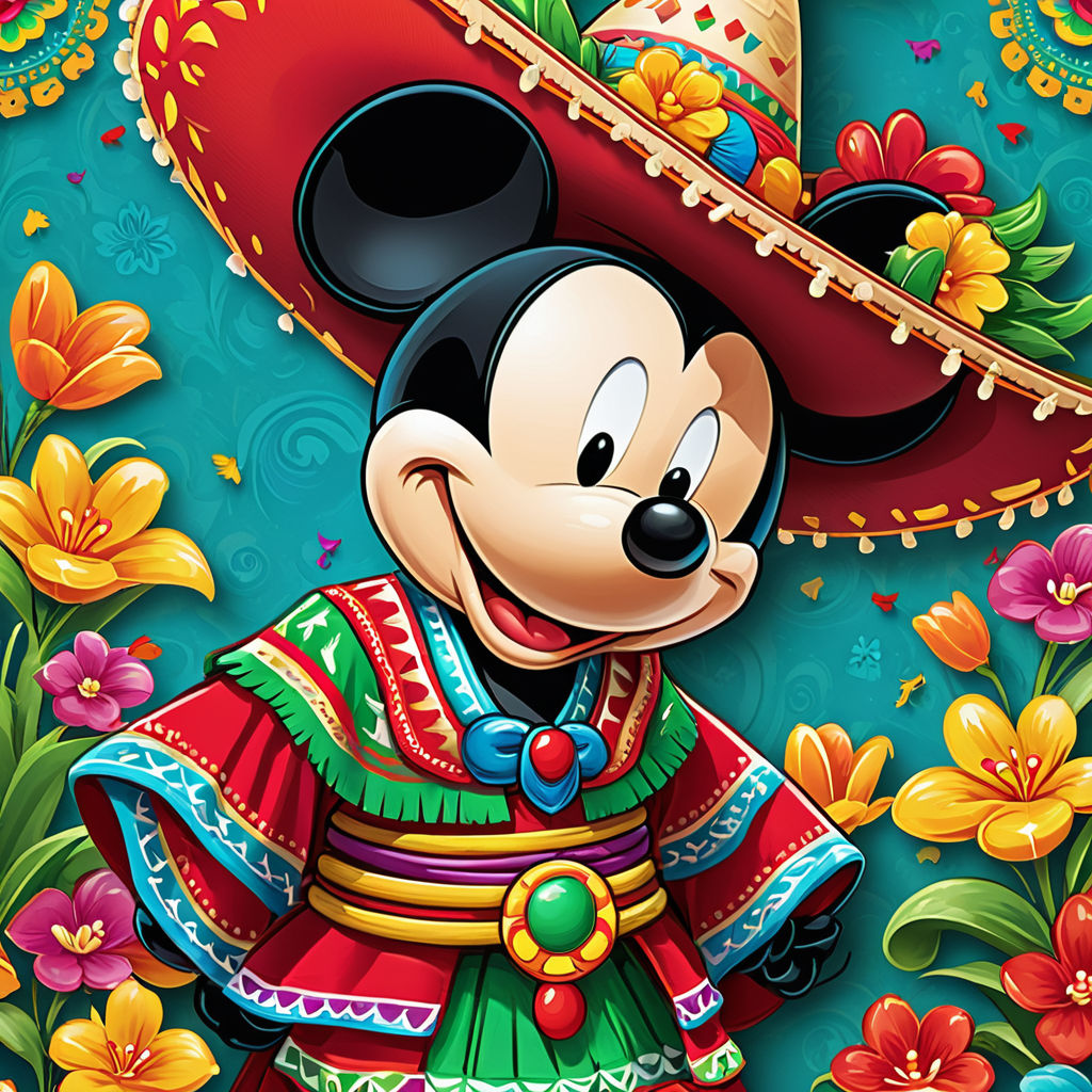 Draw An Animated And Happy Mickey Mouse Wearing Traditional By Huy Bùi Playground
