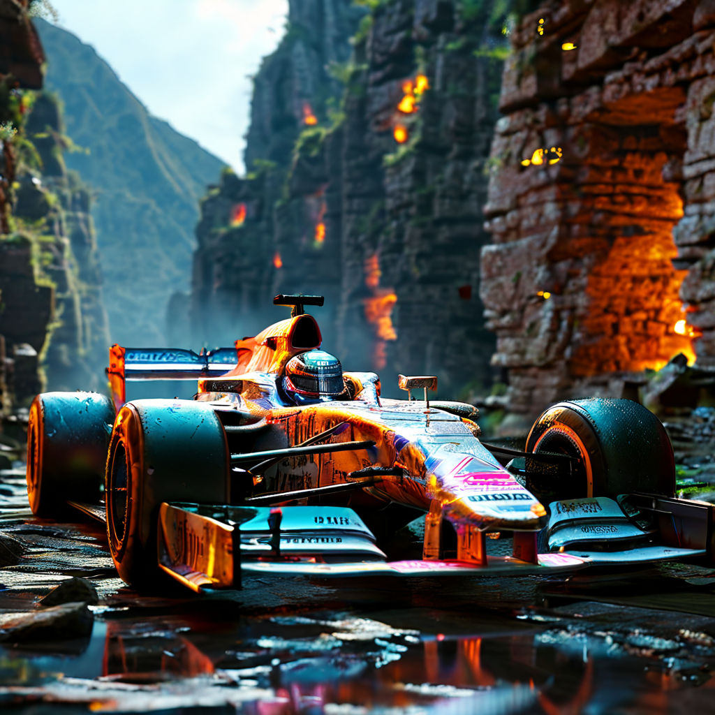 Anime-styled Formula 1 car races through ancient Machu Picch... by Luis ...