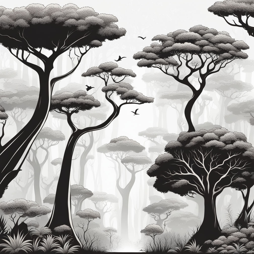 Cartoon jungle trees as envisioned by Tim Burton by Mark Terrey ...