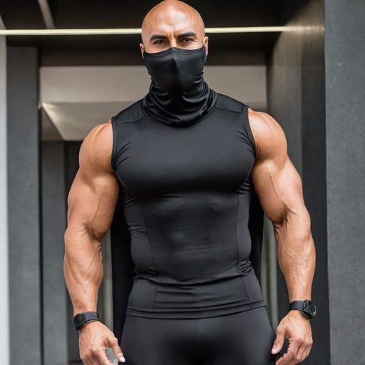 Full body muscular man with big pecs wearing tight black spa... by ...