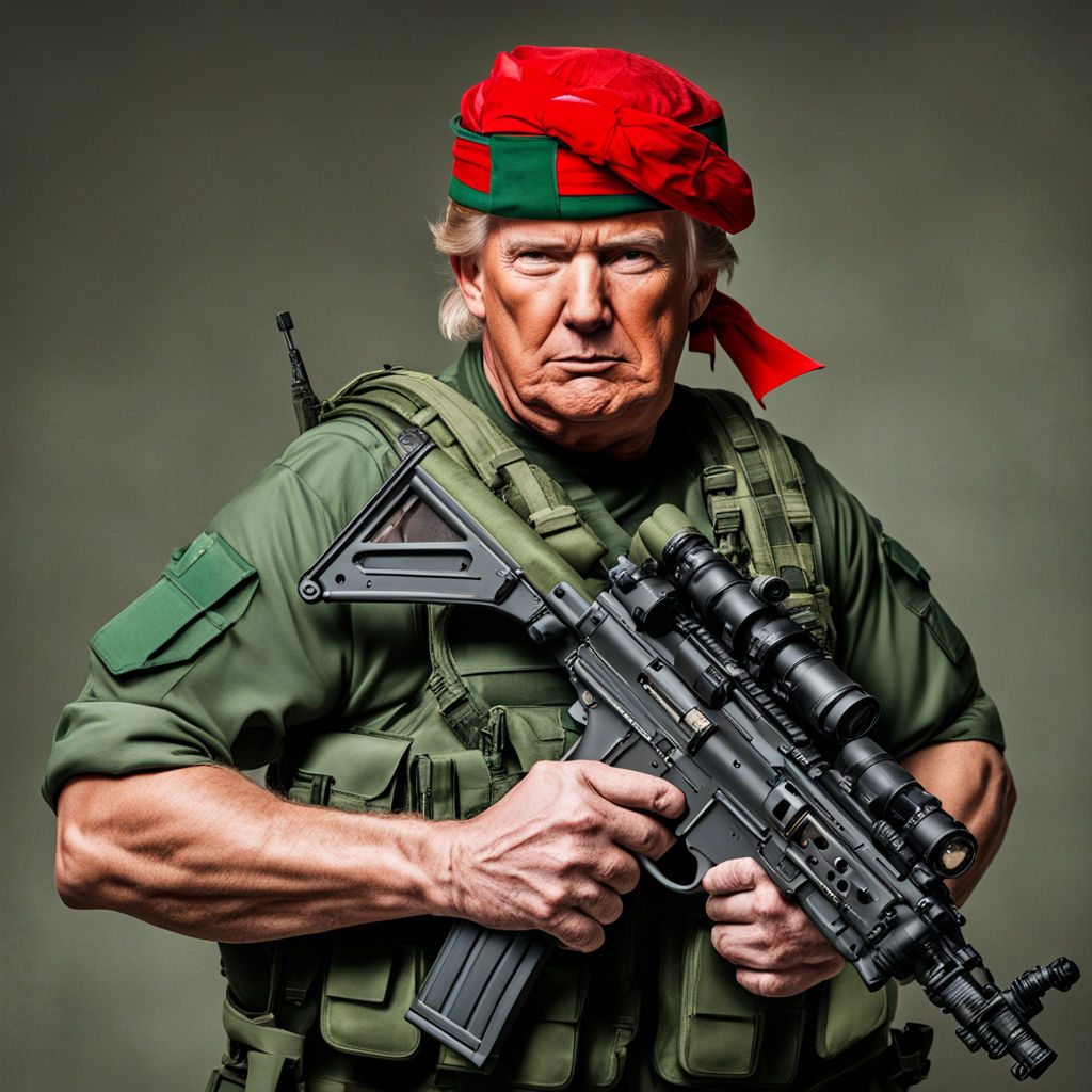 Donald Trump dressed as a green beret commando. Camouflage o... by JC ...