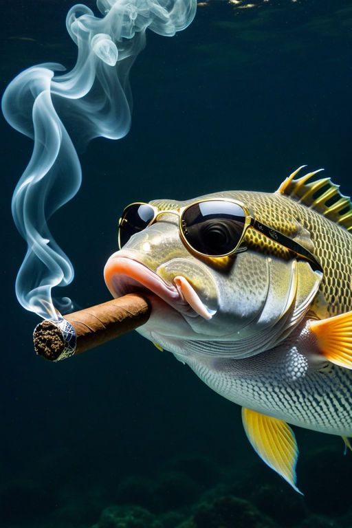 A fish with sunglasses smoking a cigar by Ssublimetrekkie - Playground