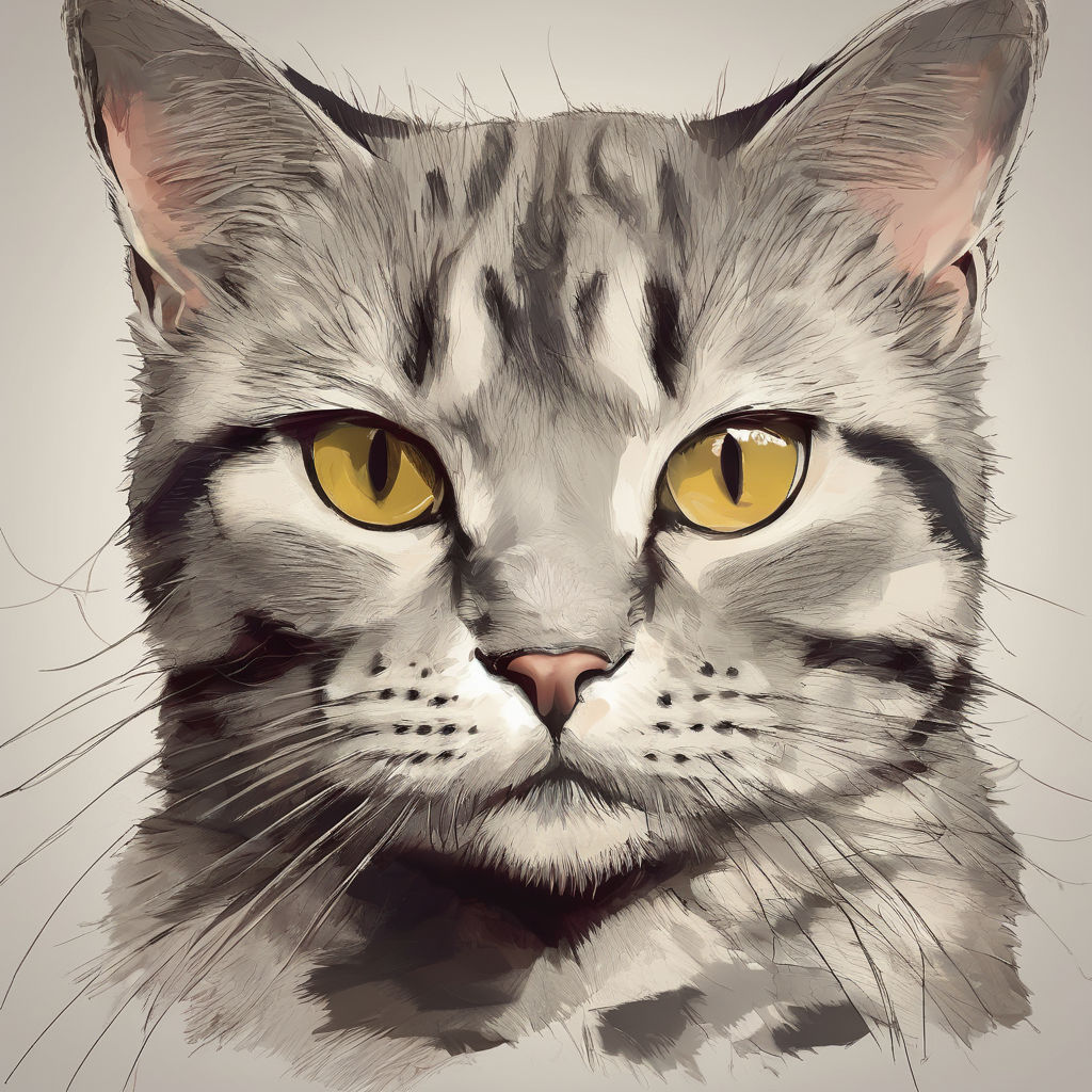 Single 2d illustration of a tabby cat by Stef - Playground