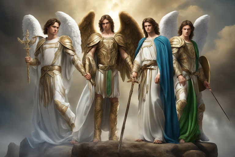 (((full body photo))) of 3 male angels: Archangel Michael Ma... by ...