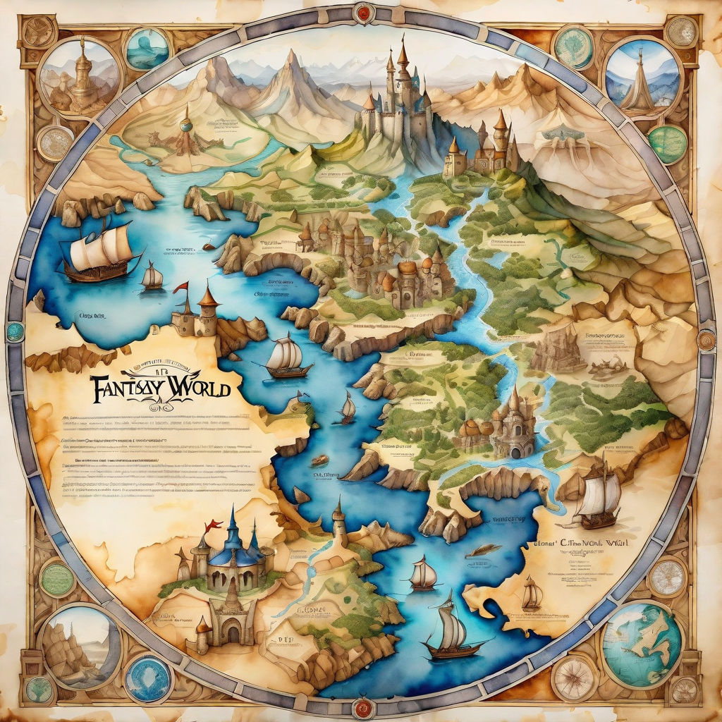 A parchment map of a fantasy world by Joshua Cargin - Playground