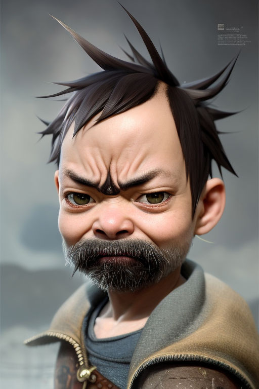 Closeup face portrait of bald dwarf by Pixellicious - Playground