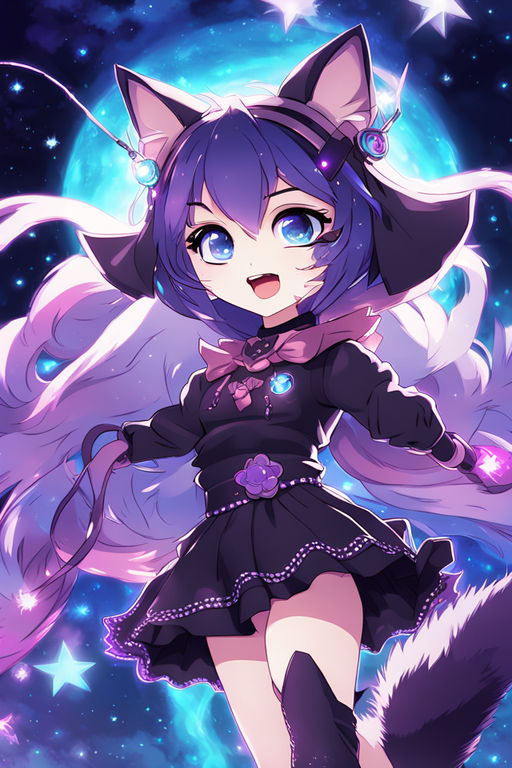 A lively scene featuring a Catgirl character from Gacha Life... by ...