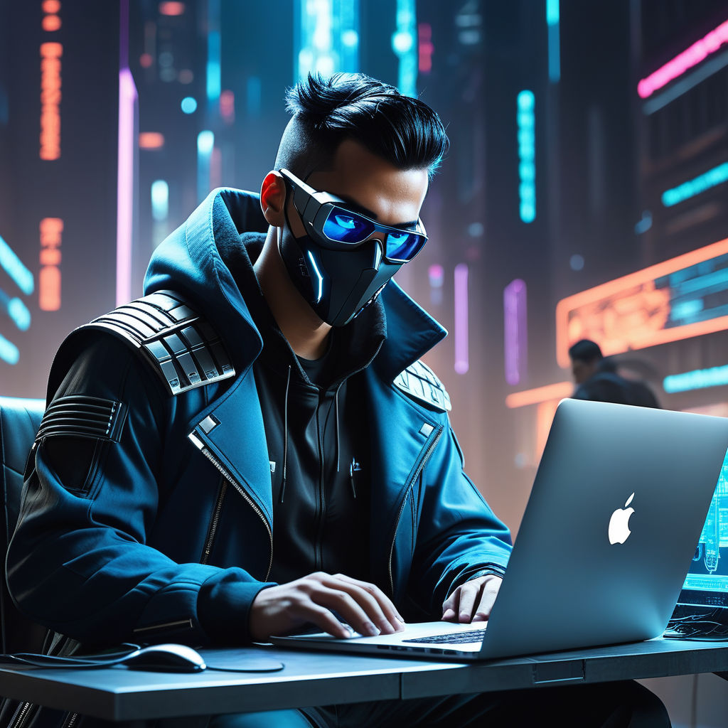 What is this character seeing hacker in a futuristic cyberpu... by foks ...