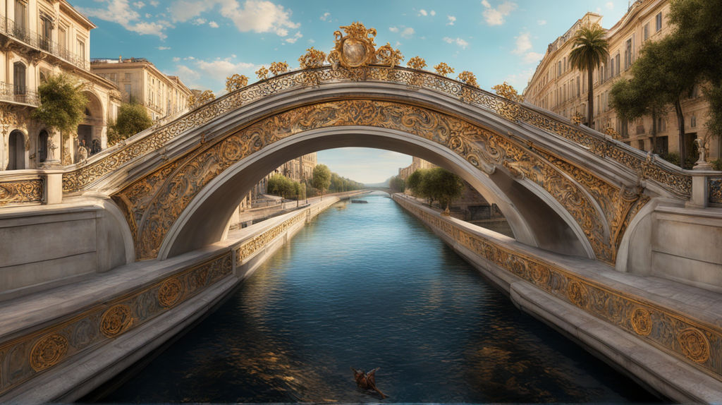 River bridge adorned with Versace's iconic Baroque patterns by 유희정 ...