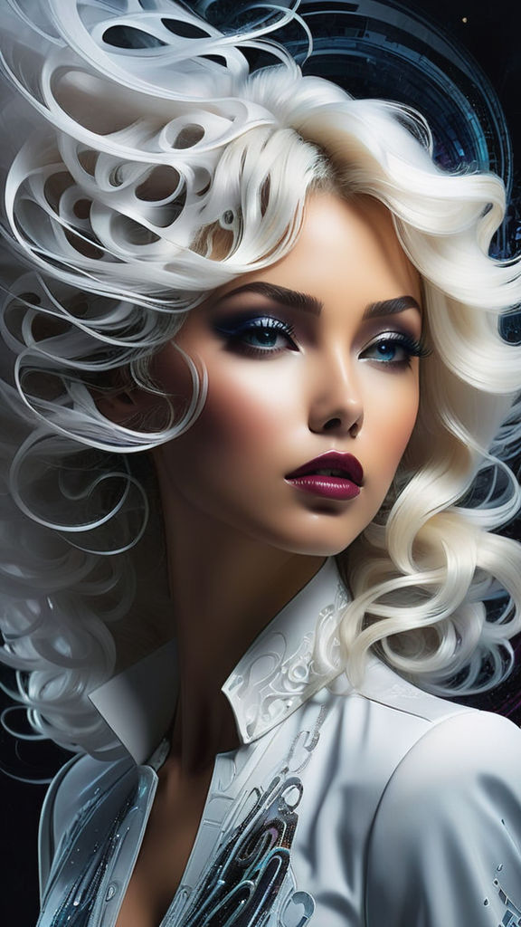 Portrait of a girl. Background night city. futuristic elemen... by ...