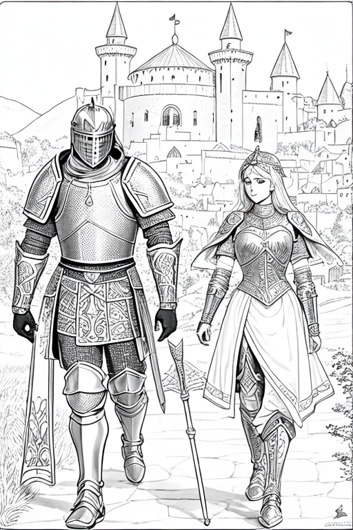 Coloring page of a medieval knight by S. L - Playground