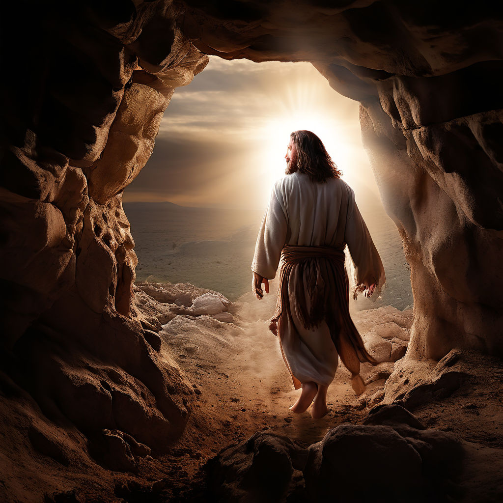 Jesus leaving empty tomb by Alex Fitch - Playground