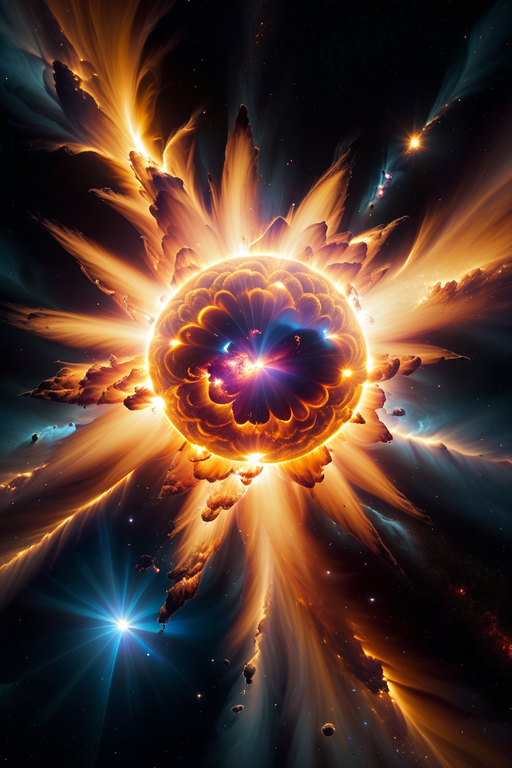 Generate an image of a radiant and beautiful solar explosion... by ...