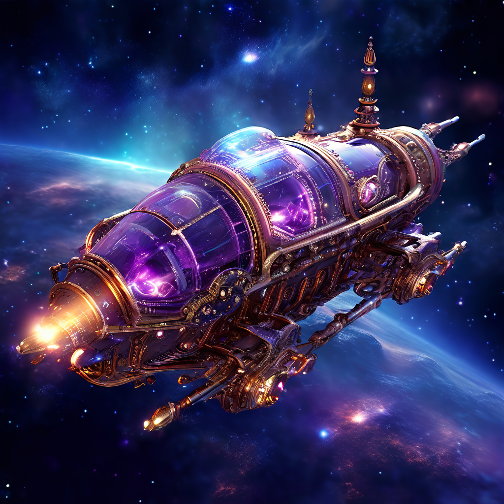 Victorian steampunk spaceship crafted in vintage Jules Verne... by ...