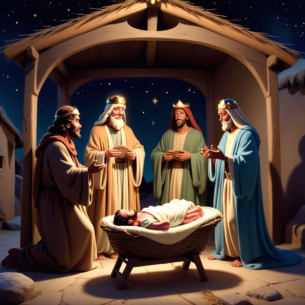 Full scene of the Birth of Jesus Christ with the 3 wise men by Herison S. - Playground