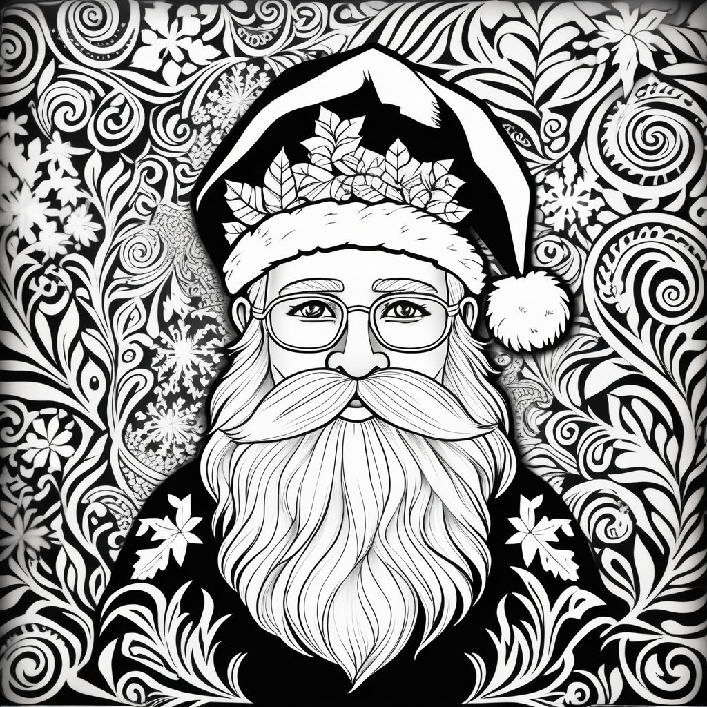 Christmas simple santa zentangle coloring sheet black and wh... by ...