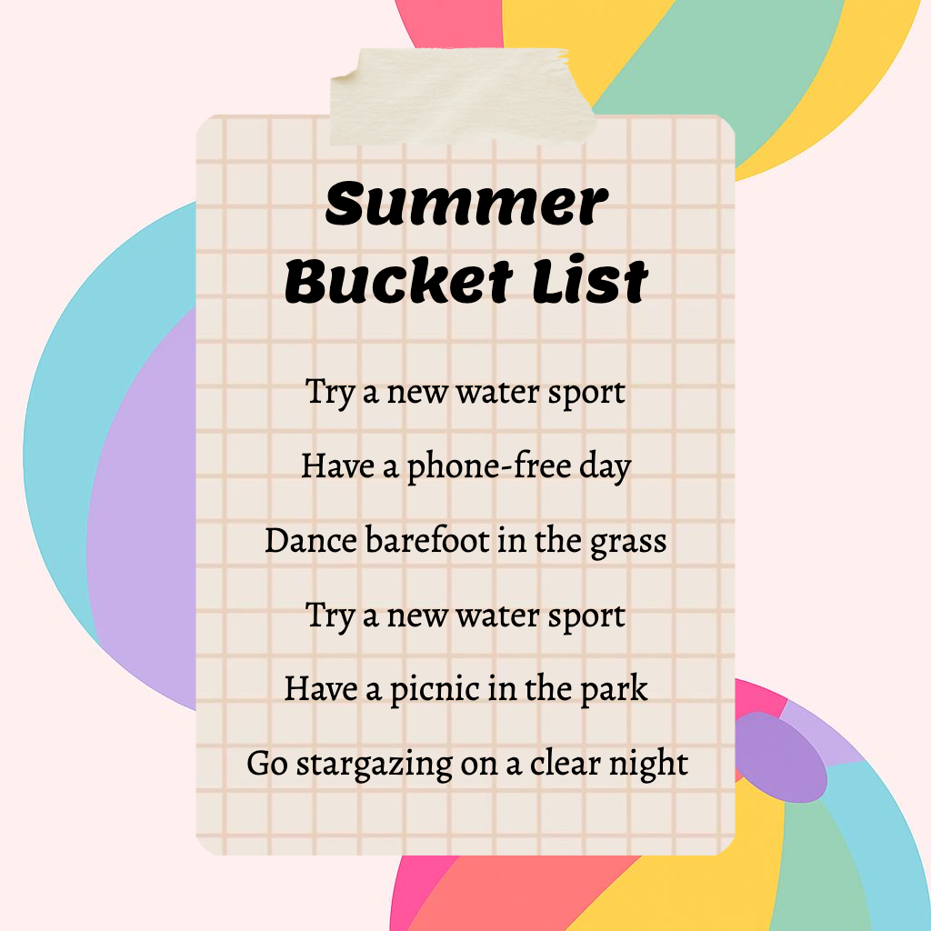 Cheerful Summer Bucket List Graphic Design for Instagram Posts - Playground