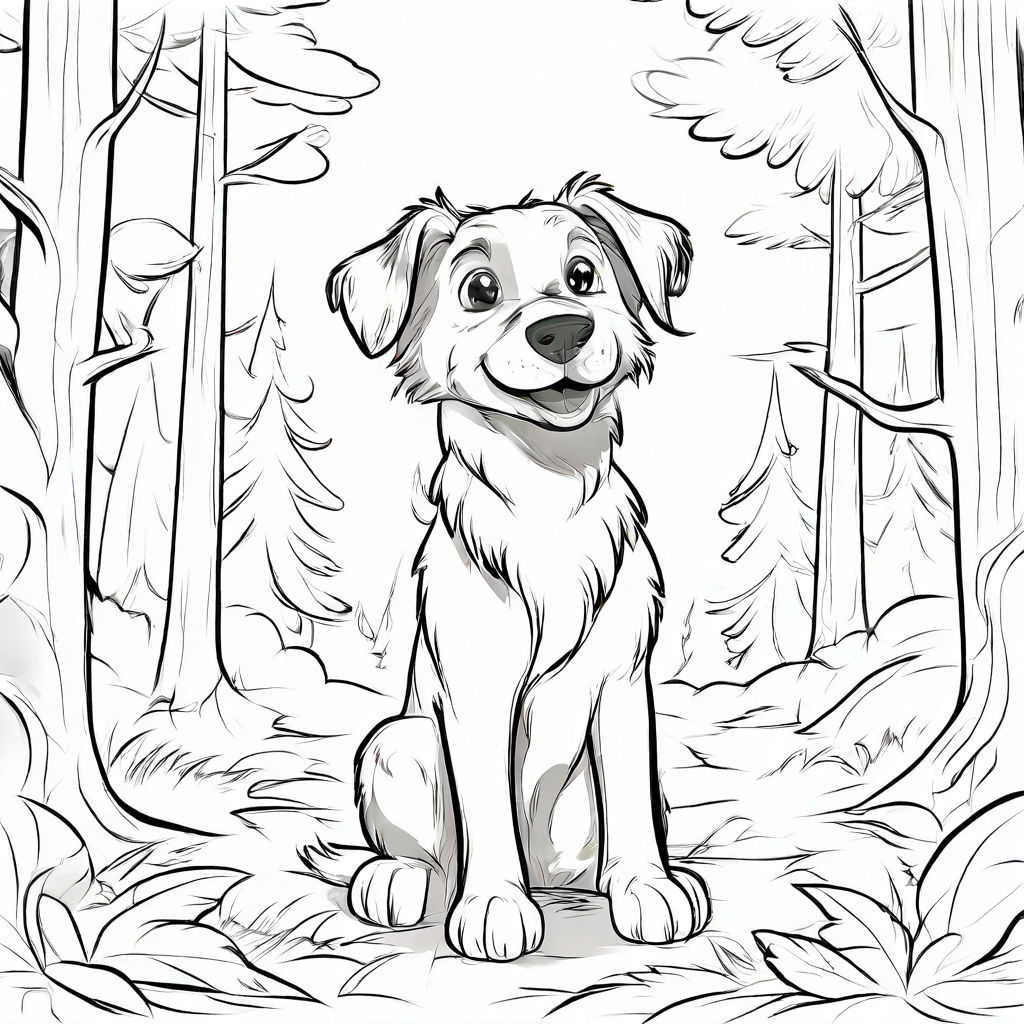 Cartoon-style dog centered in a forest setting by Impulsiona Gamer ...