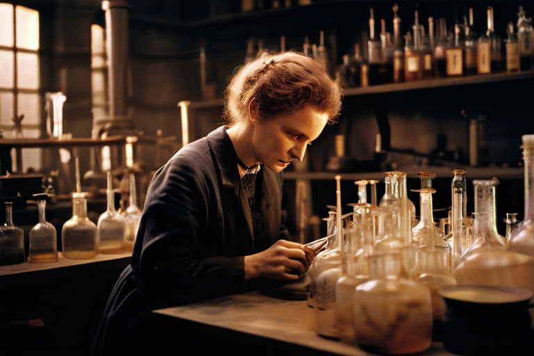 An image of Marie Curie working in her laboratory by Swadhin Nayak ...