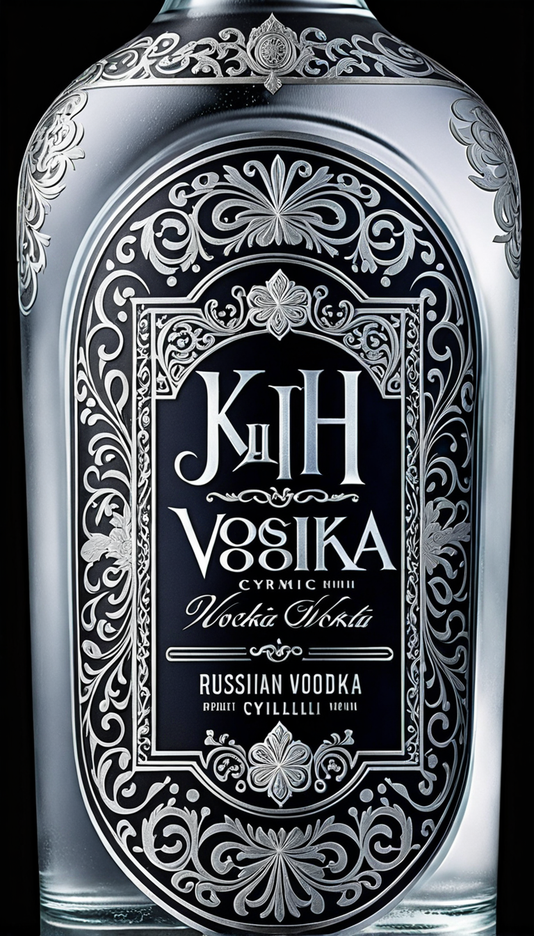 Russian vodka bottle label featuring ornate Slavic patterns by Yuriy ...
