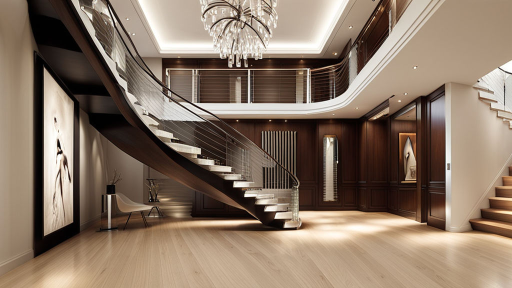 Modern centre grand staircase in a drawing room by Rishabh Tiwari ...
