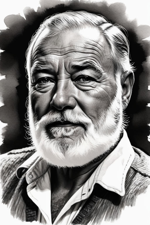 Portrait of Ernest Hemingway by Bachri Ahmed - Playground