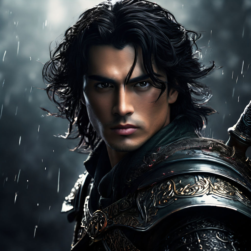 Black hair. Fantasy. Human. Sword. Animation. Man by 제이비 - Playground
