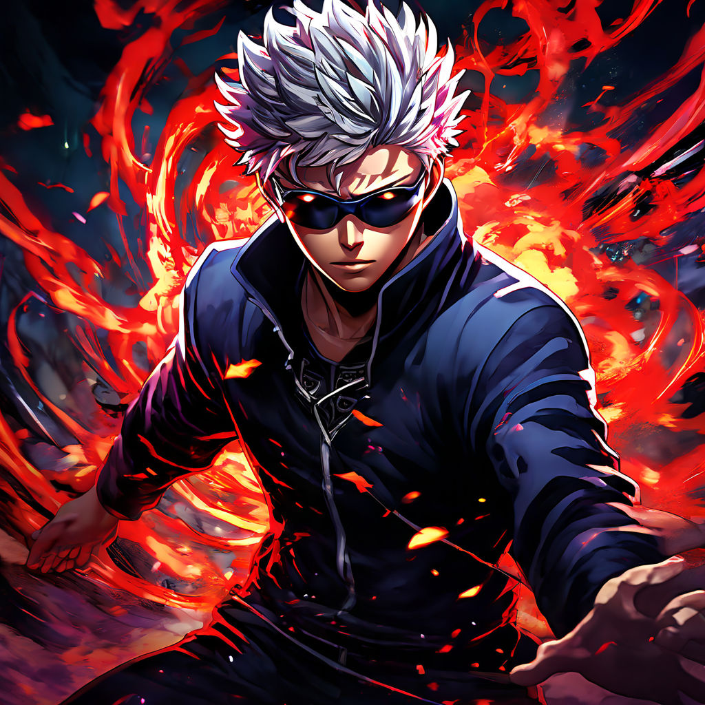 Gojo Satoru from "Jujutsu Kaisen" depicted in mid-action by Edgar Meza ...