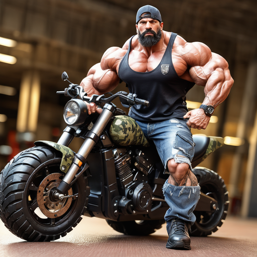 (((extremely large giant roid(morph) bodybuilder motorcycle by agmi ...