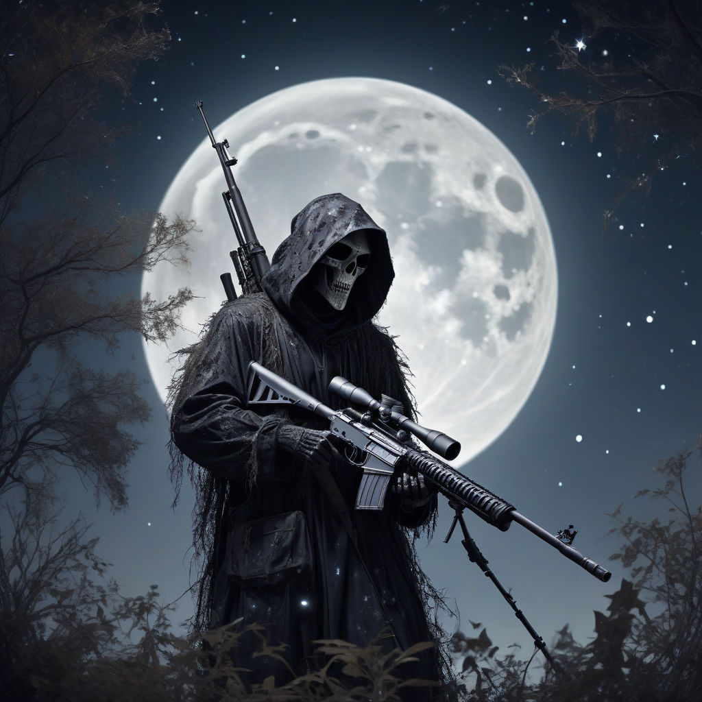 Ghillie-suited grim reaper poised with a sniper rifle by Nosightsnipe ...