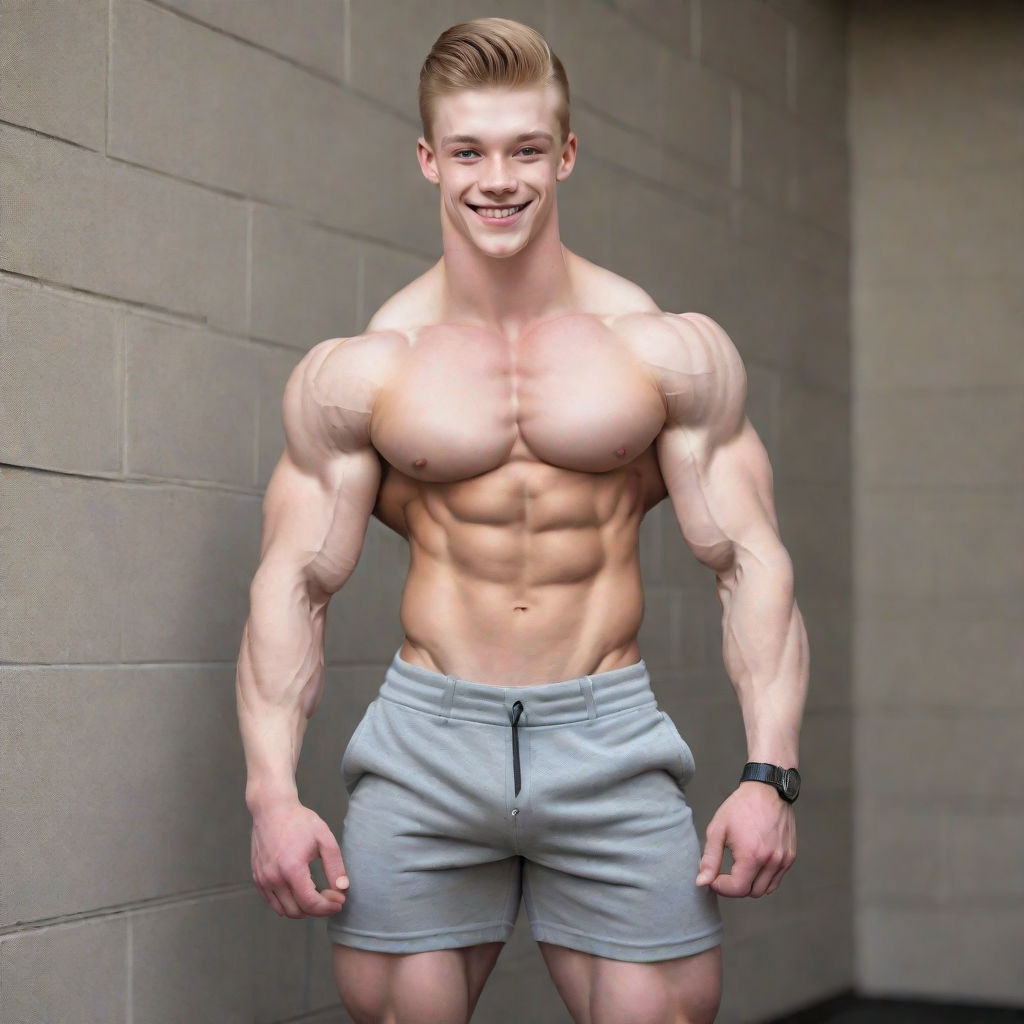 Handsome teen bodybuilder with big pectorials and athletic l... by ...
