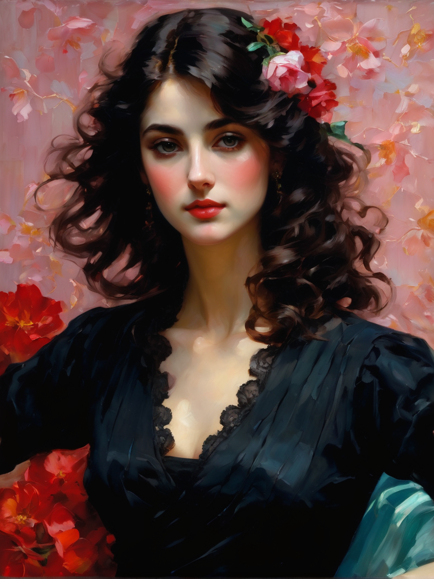 Russian romanticism flowers sea by Yuri - Playground