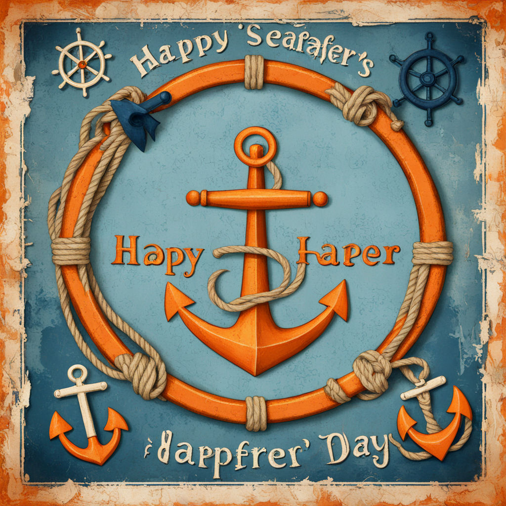 Vintage maritime-themed poster celebrating Seafarer's Day by Bowo Budi ...