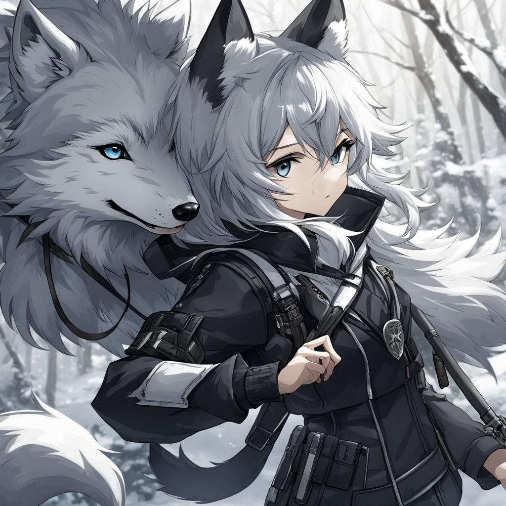 Anime Hunter Girl With Wolf
