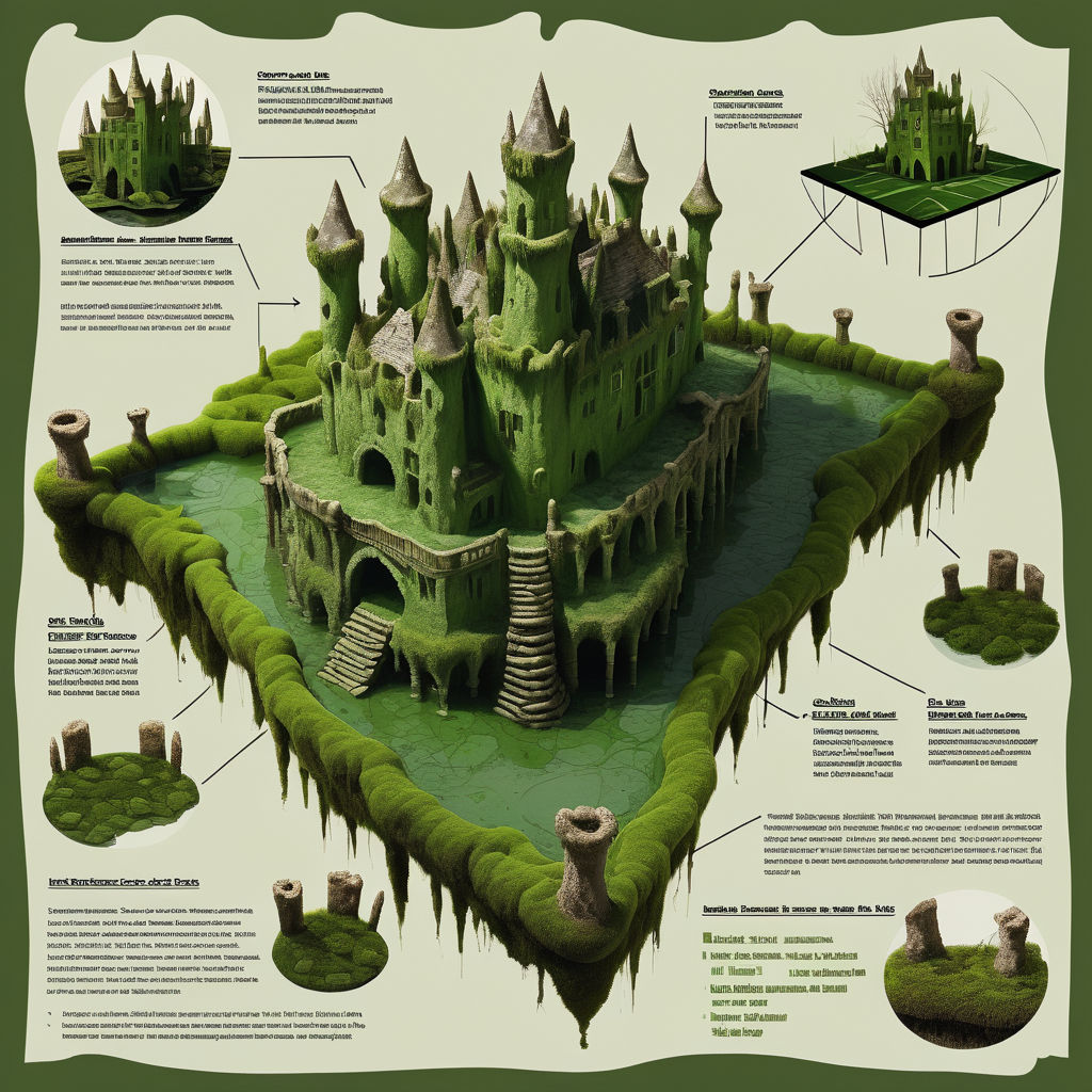 An infographic drawing image of Cast a "moss castle" by ketkriangkrai ...