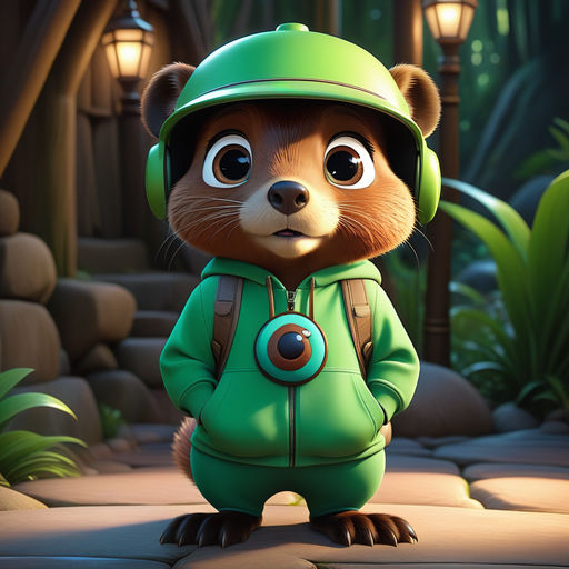 A beaver/human morph wide eyed paying attention by Kron Jones - Playground