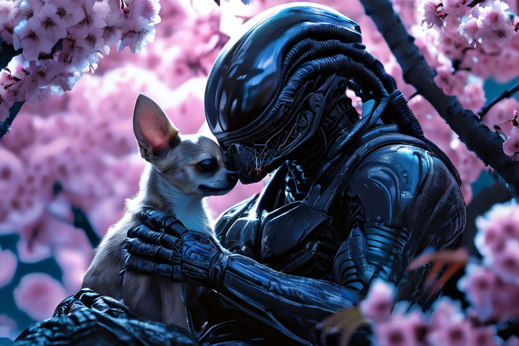 Alien vs. Predator and noir Xenomorph of H.R. Giger cuddling... by rey ...