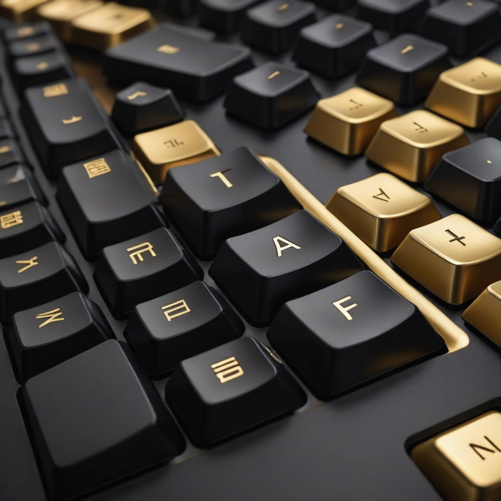 Multiple black and gold keyboards arranged to display elegan... by Léo ...