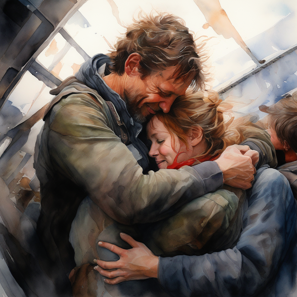 People hug each other in a plane crash by Marcus Forsberg - Playground