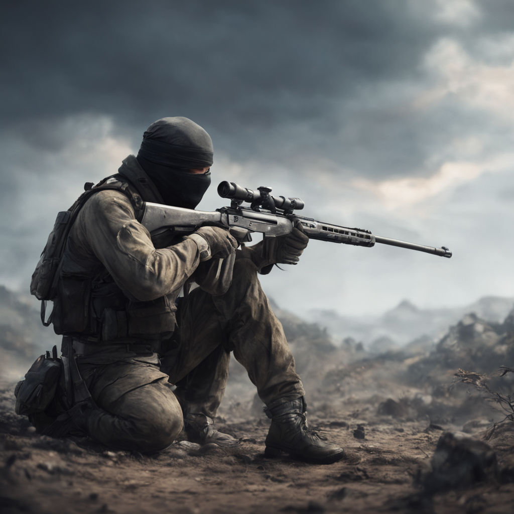 Blindfolded sniper wearing a bandana by anderson augusto da rocha ...