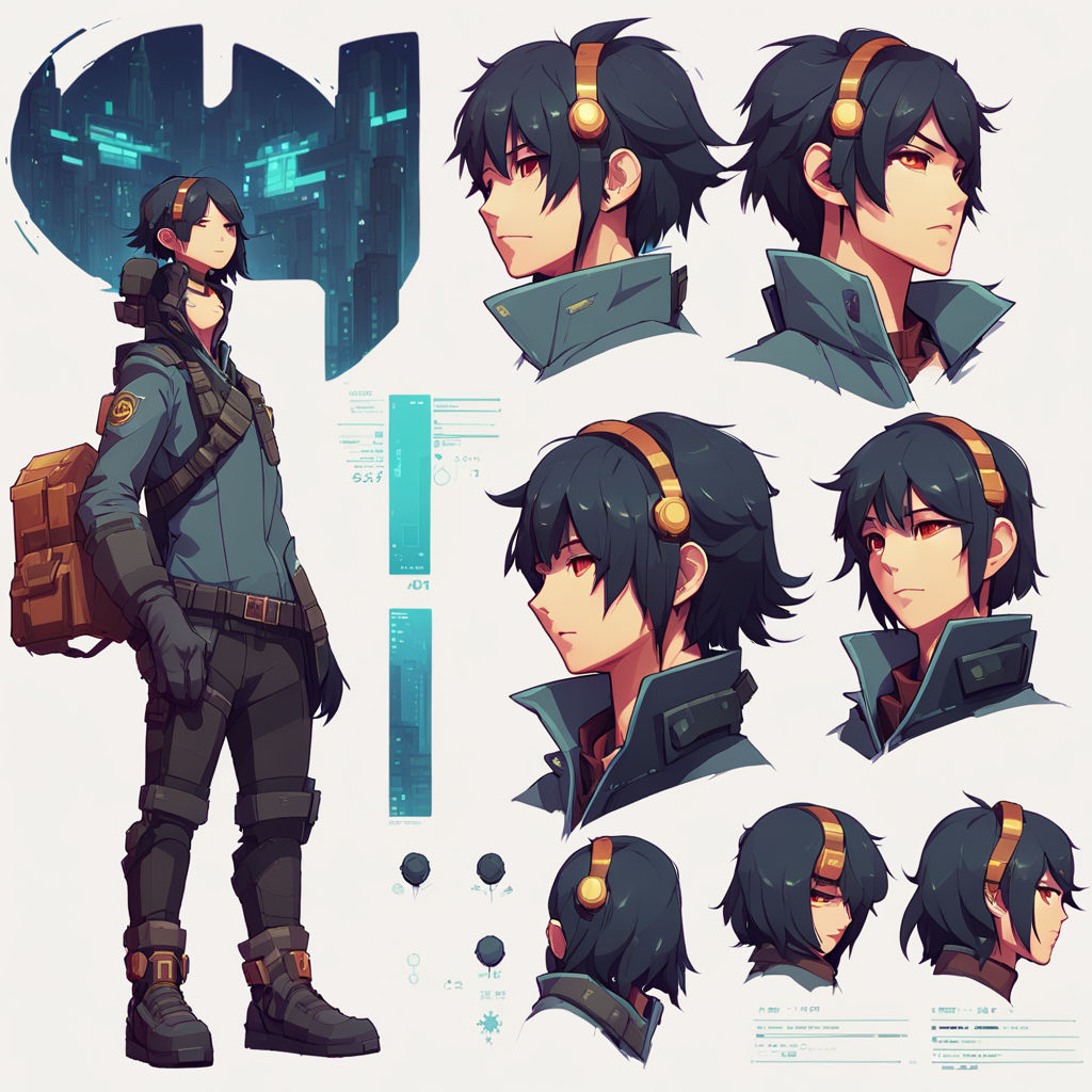 Concept art of a 2D character for a metroidvania cyberpunk g... by Катя ...