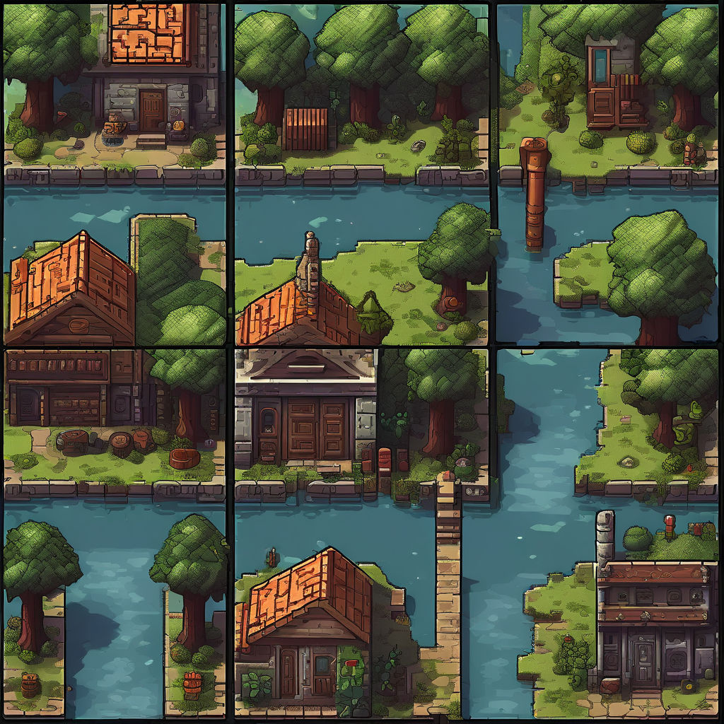 A pixel-art tilemap of 16x16 bit tiles for post-apo game by Szabrow ...
