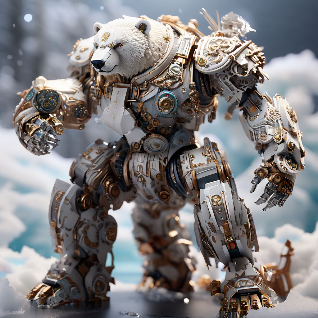 Papercraft fantasy mecha polar bear by Sabahat Mirza - Playground