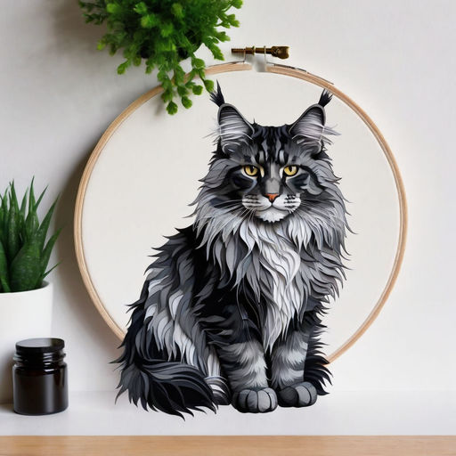 Create A Highly Detailed Illustration Of A Maine Coon Cat Ma By Ossama Atef Playground