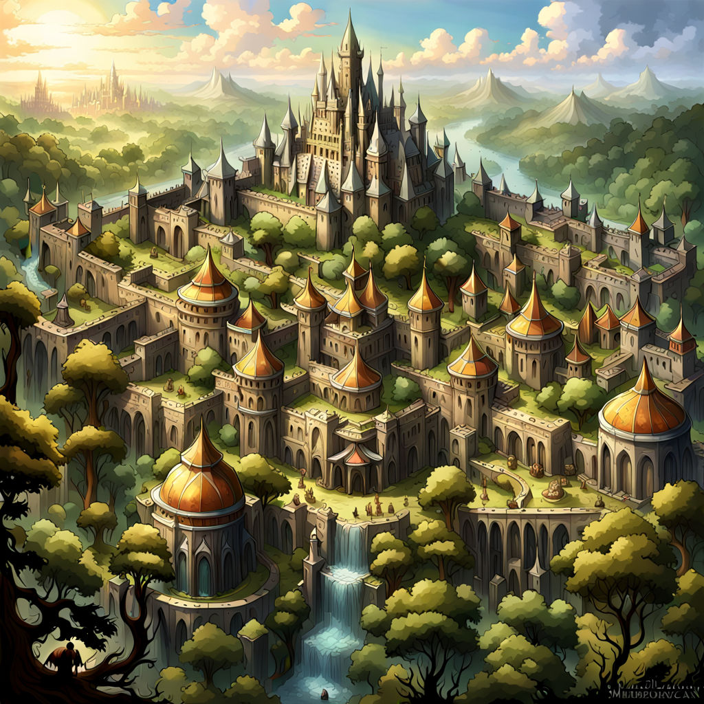 The capital of a great Elven empire in a primordial forest. ... by Bob ...